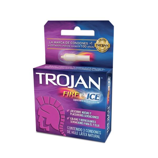 Trojan Fire & Ice Texturizado Caja con 3 Preservativos Masculinos ...