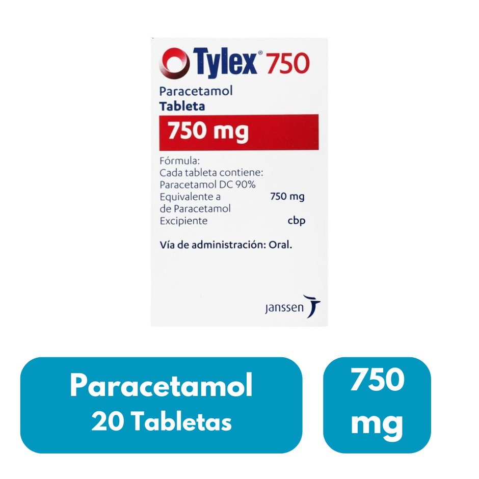 Tylex (Paracetamol) 750 mg Caja con 20 Tabletas – Farmacia Sanorim