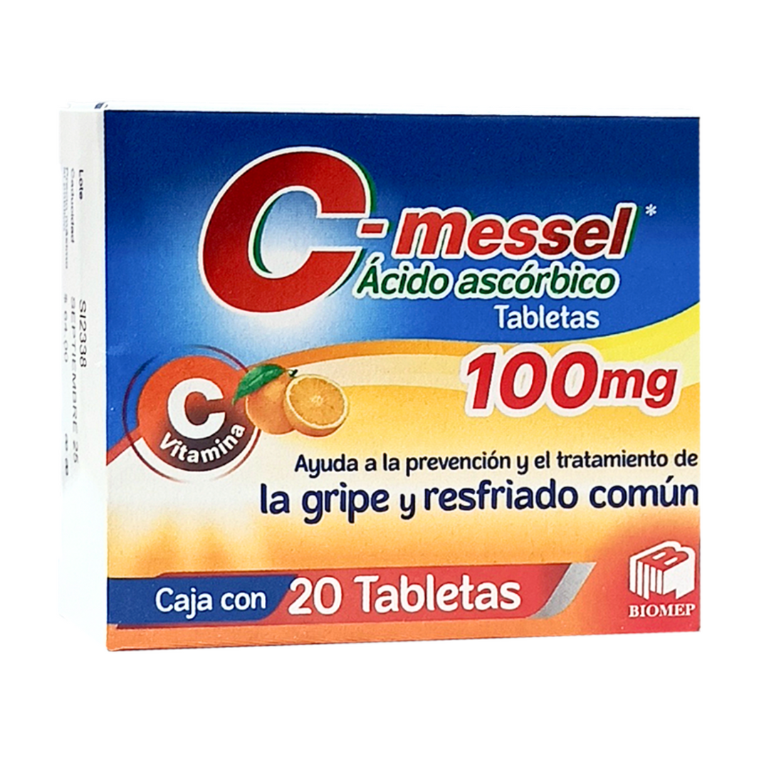 C-messel Acido Ascórbico 100 mg Caja con 20 Tabletas – Farmacia Sanorim